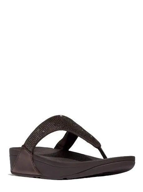 Fitflop Lulu Crystal Embellished Toe-post Sandals - Metallic Chocolate Brown