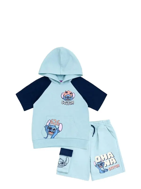 Disney Pullover Hoodie And Shorts Set - Lilo & Stitch Blue