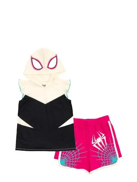 MARVEL Spider-man Cosplay Tank Top And Shorts Set - Spider-gwen White White