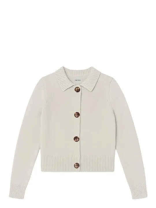 VIR VITA Kaia Cashmere Cardigan - Bone