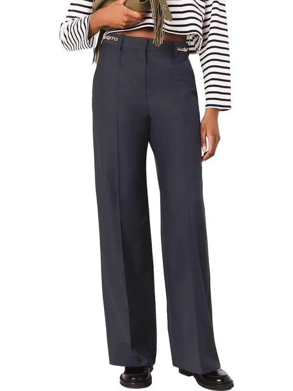 Maje Suit Trousers With Chain Detail - Navy