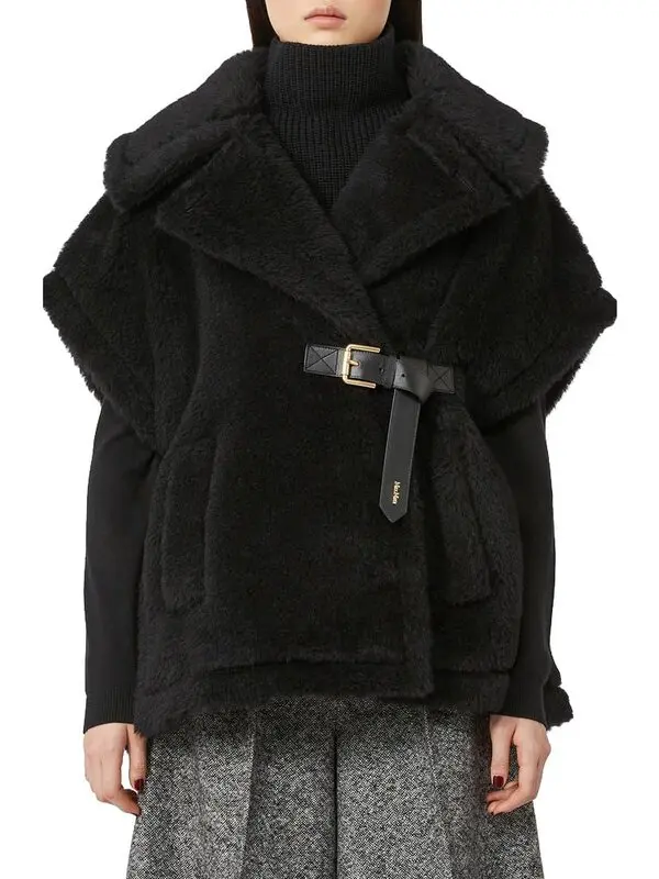 Max Mara Belted Teddy Bear Cape - Black