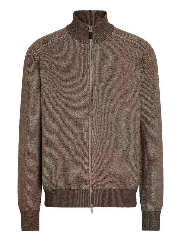 Zegna Zip-up Cardigan - Brown