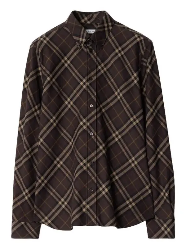 Burberry Relaxed Fit Check Cotton Flannel Shirt - Truffle Brown