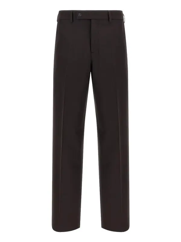 Fendi Wool Crêpe Straight Leg Pants - Brown