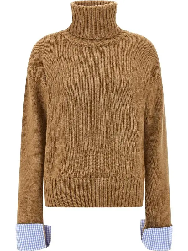 MAISON JEJIA Vichy Cuffs Sweater - Beige