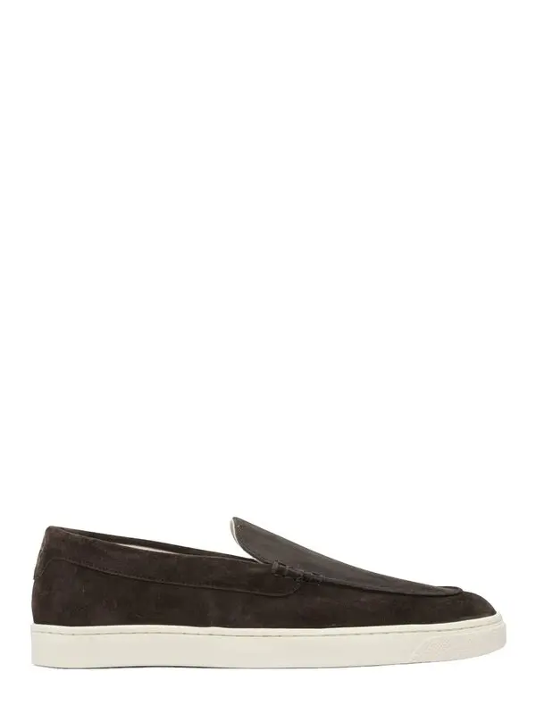 Brunello Cucinelli Chevron-effect Suede Loafers - Brown