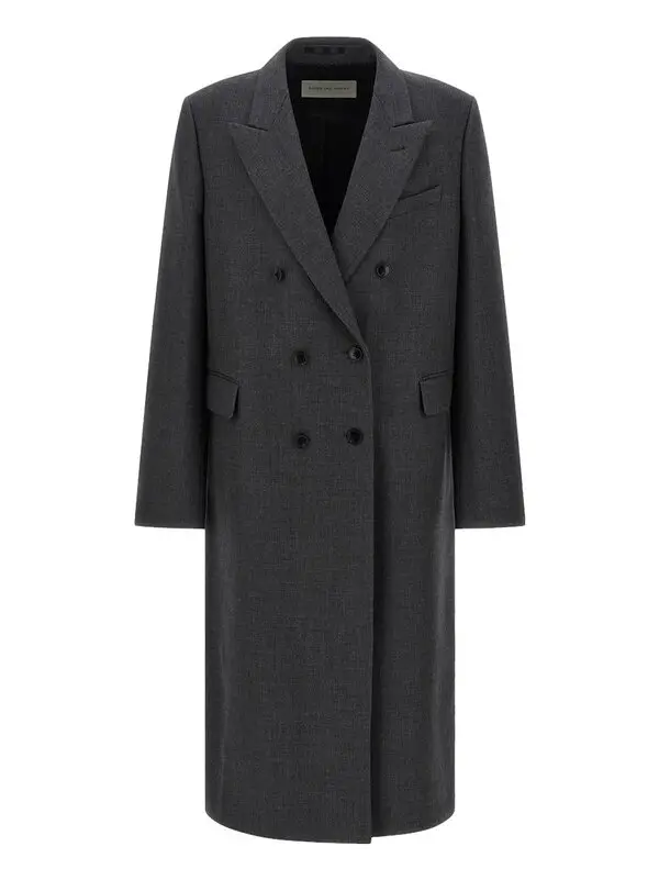 Dries Van Noten Long Double-breasted Coat - Gray