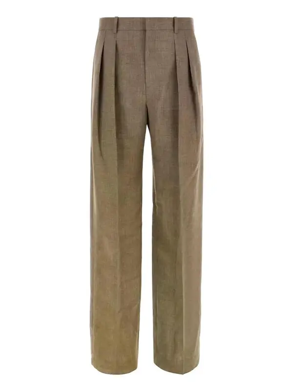 Saint Laurent Pleated Wool Trousers - Brown