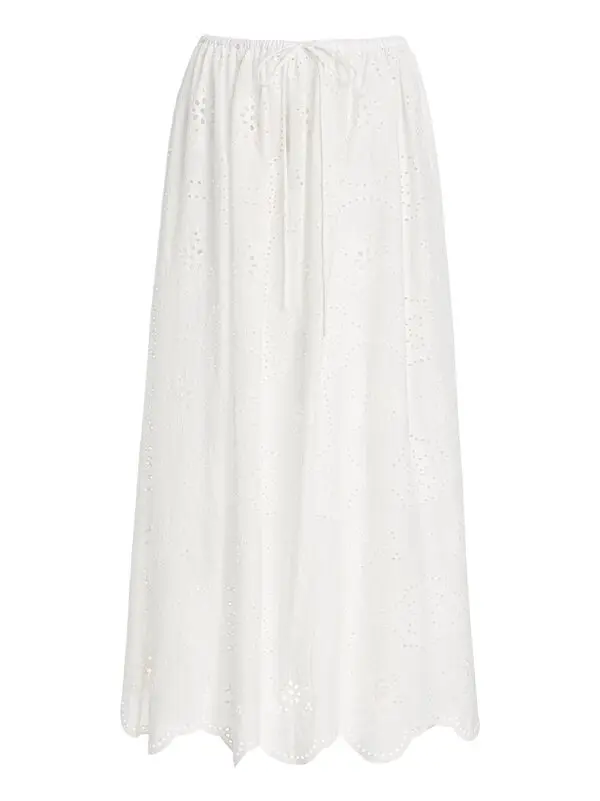 Matteau Cotton Broderie Anglaise Midi Skirt - White