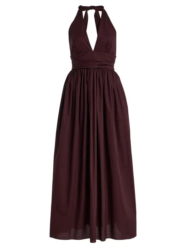Matteau Plunge Halter Maxi Dress - Burgundy