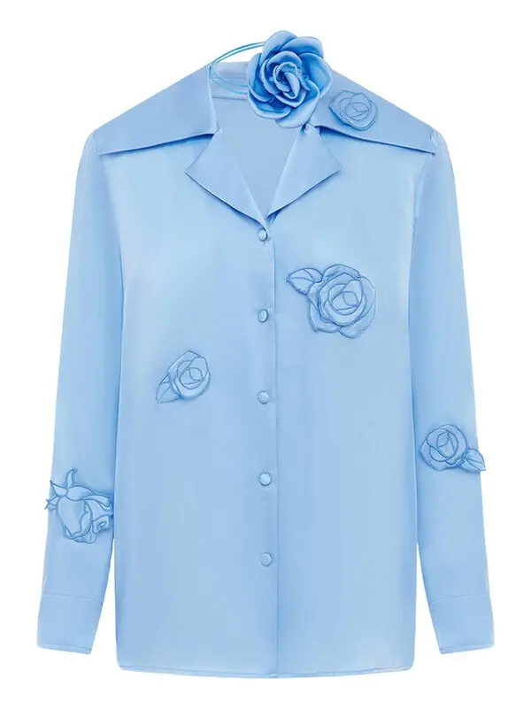 LEO LIN Kristina Appliquéd Blouse - Light Blue