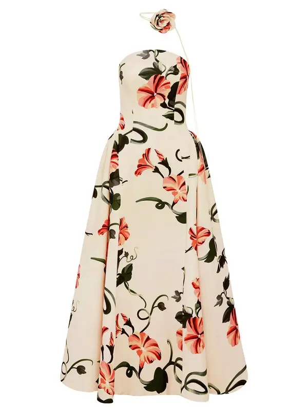 LEO LIN Violet Floral Crepe Maxi Dress - White