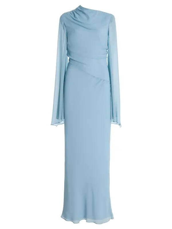 DE LA VALI Olas Satin Maxi Dress - Blue