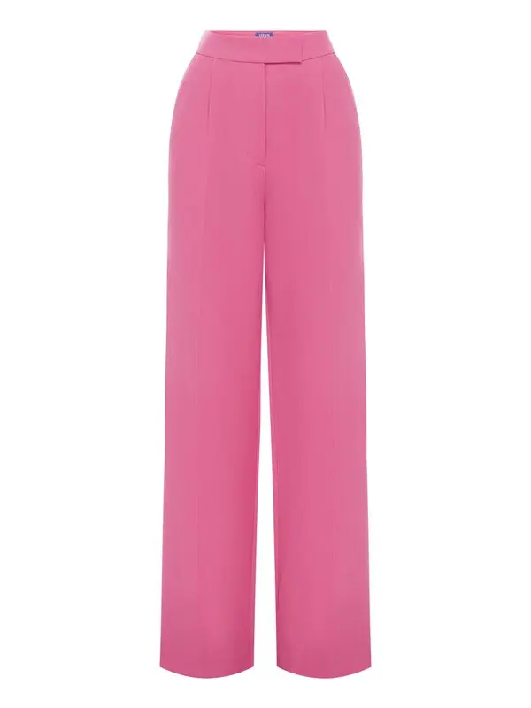 LEO LIN Elisha Tailored Wool-blend Wide-leg Pants - Fuchsia