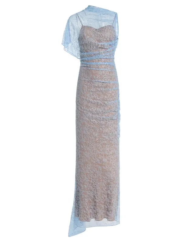 DE LA VALI Exclusive Lucho Lace Maxi Dress - Blue