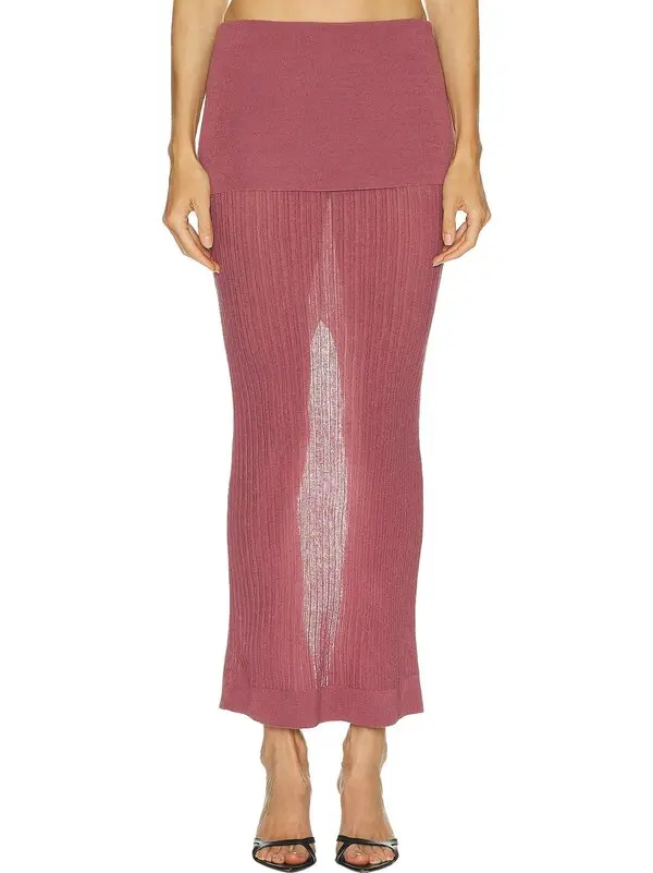 SKIMS Sheer Knit Fold Over Maxi Skirt - Beet