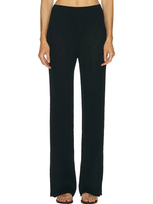 SKIMS Sheer Knit Cropped Wide Leg Pant - Onyx