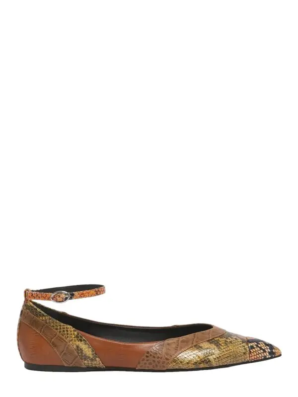 Marni Pointed-toe Ballet Flats With Ankle Strap - Brown