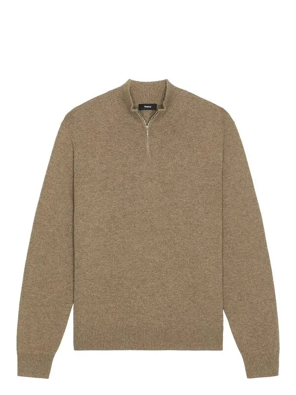 Theory Hilles Quarter Zip Cashmere Sweater - Dark Feather Melange