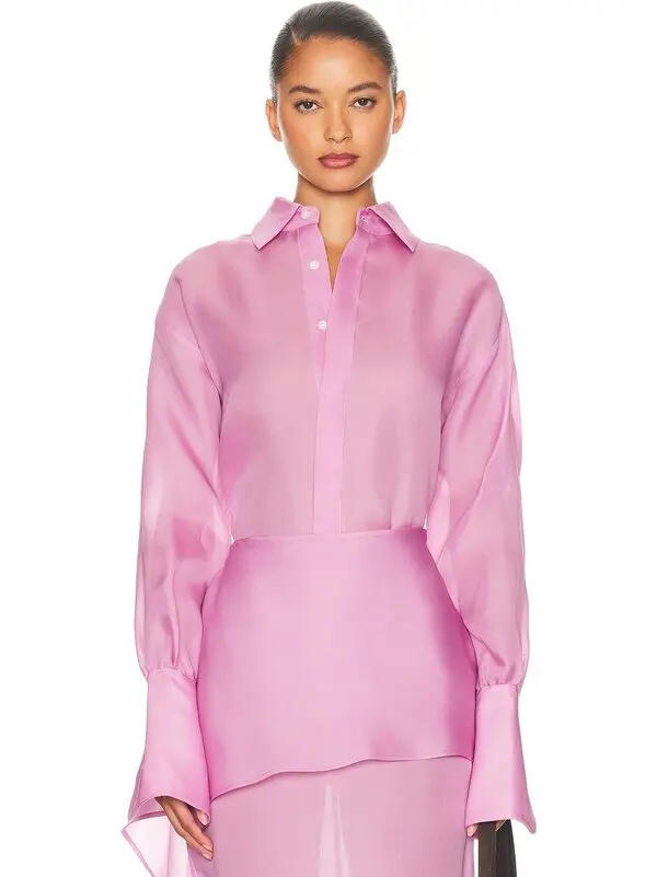 HELSA Silk Gazar Shirt - Ash Rose