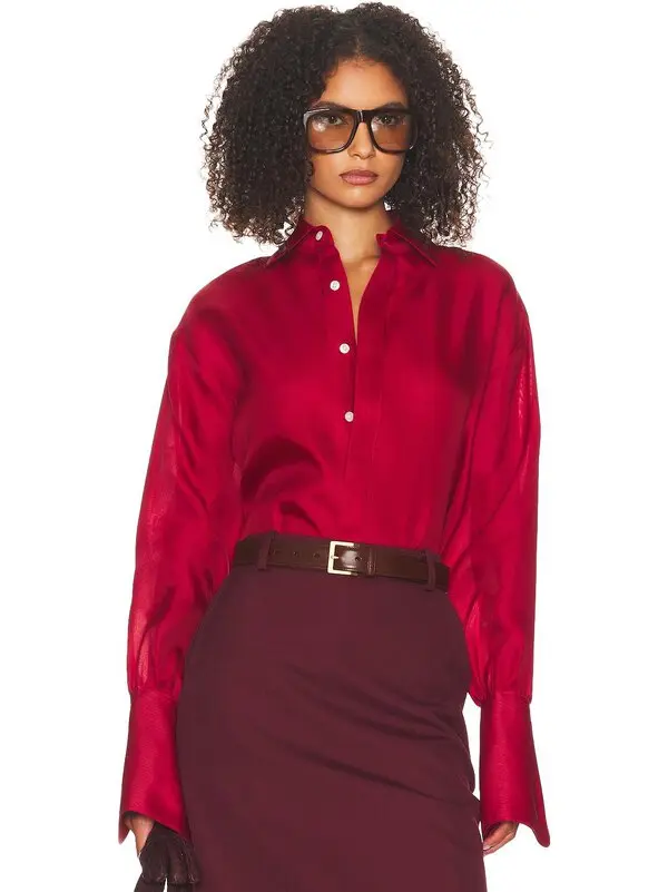 HELSA Silk Gazar Shirt - Rouge