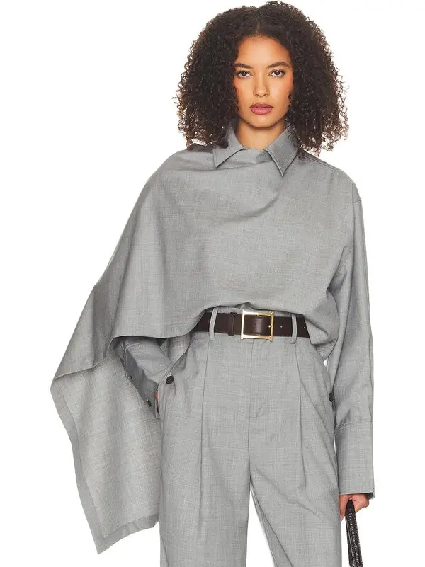 HELSA The Left Bank Layered Shirt - Grey Melange