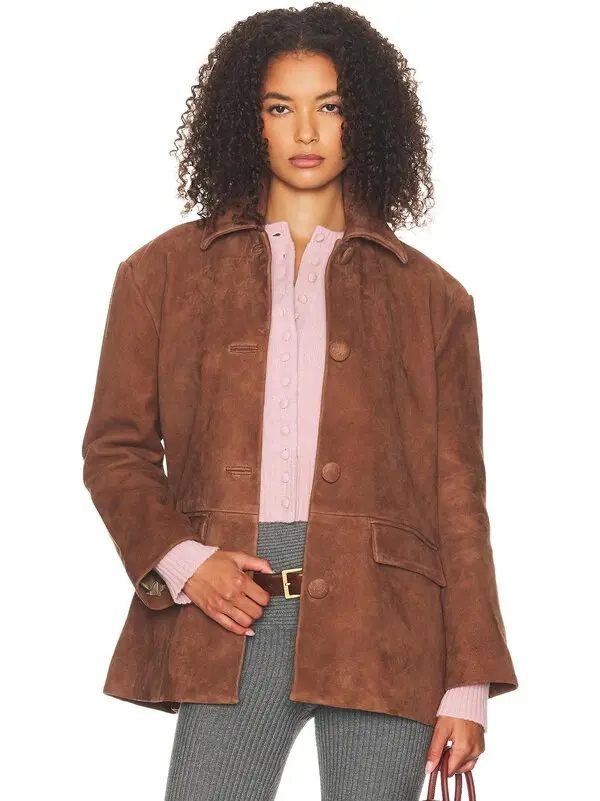 HELSA The Schoolhouse Suede Jacket - Chestnut