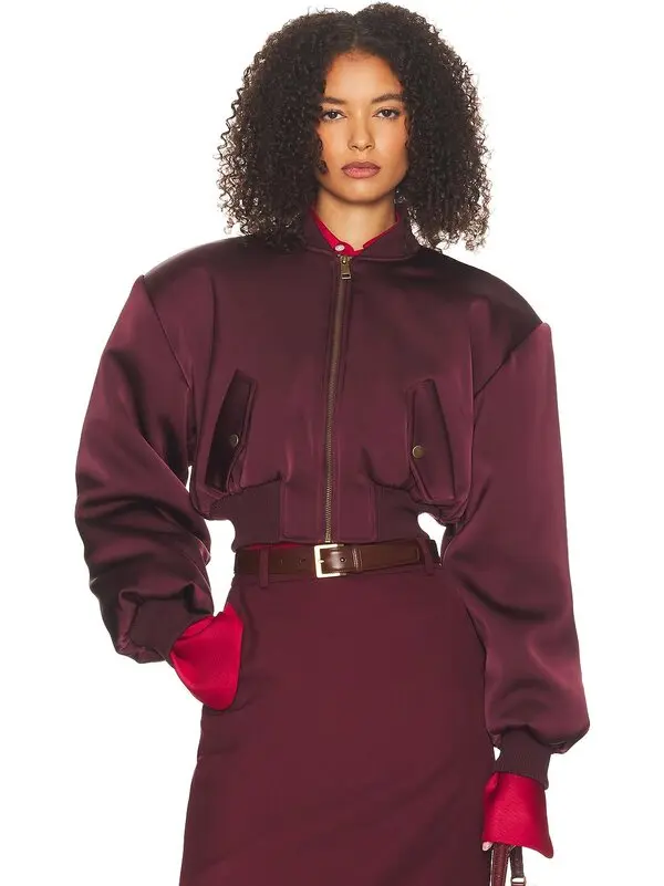 HELSA Satin Puff Bomber - Mulberry