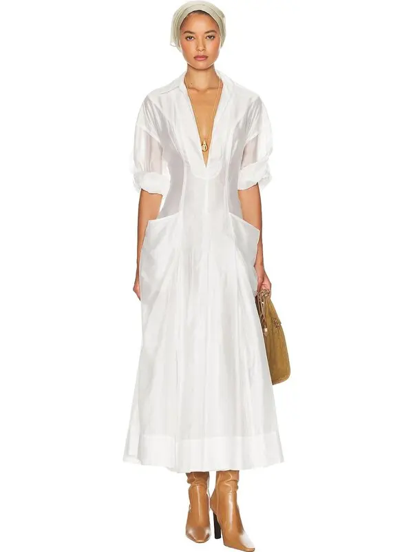 HELSA Musee Midi Dress - White