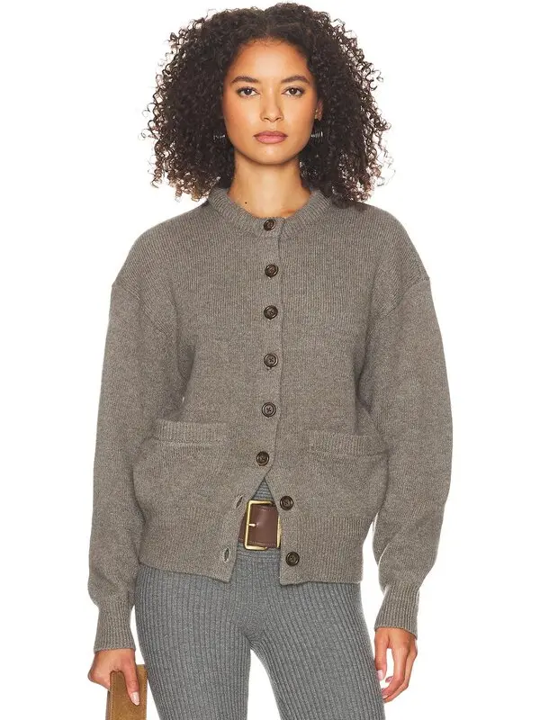 HELSA Denali Chunky Knit Cardigan - Dark Marled Taupe