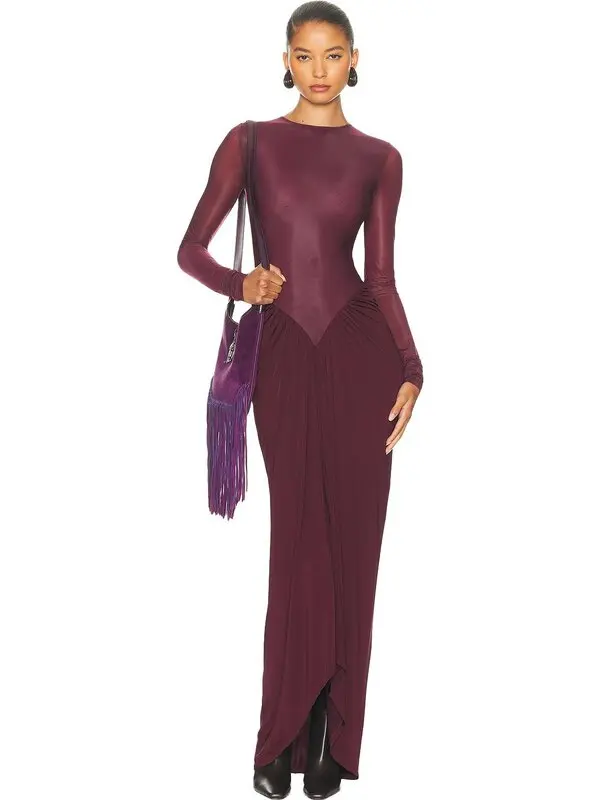 HELSA The Margot Dress - Merlot
