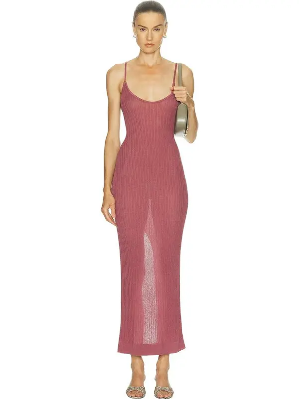 SKIMS Sheer Knit Midi Dress - Beet