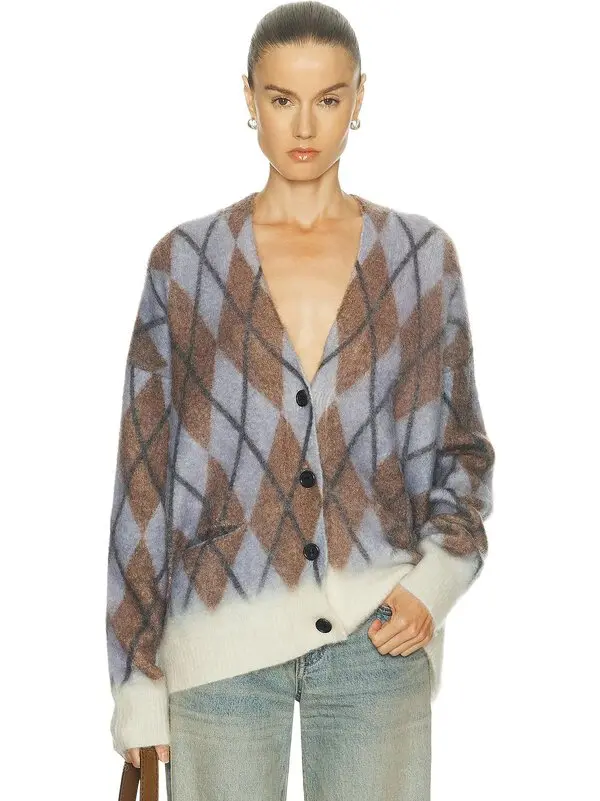 Acne Studios Katcher Mohair Cardigan - Grey & Brown