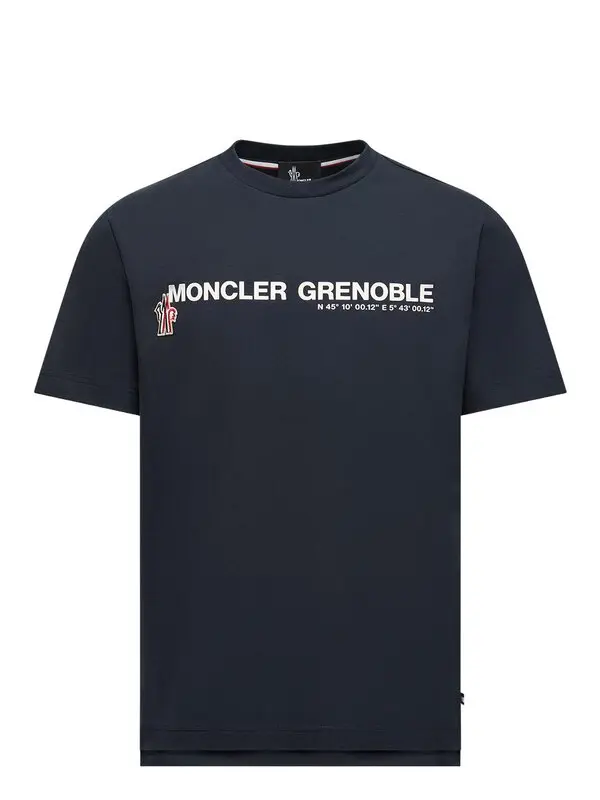 Moncler Logo Cotton T-shirt - Blue