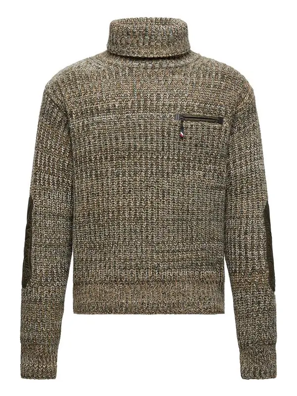 Moncler Wool Turtleneck Sweater With Pocket - Green