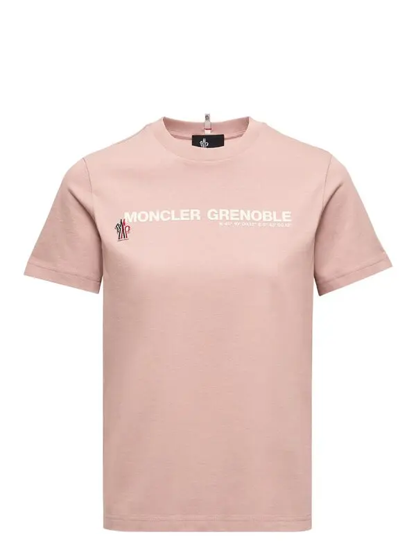 Moncler Logo Cotton T-shirt - Pink
