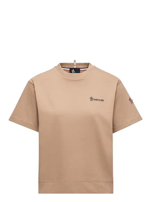 Moncler Embossed Logo Cotton T-shirt - Beige