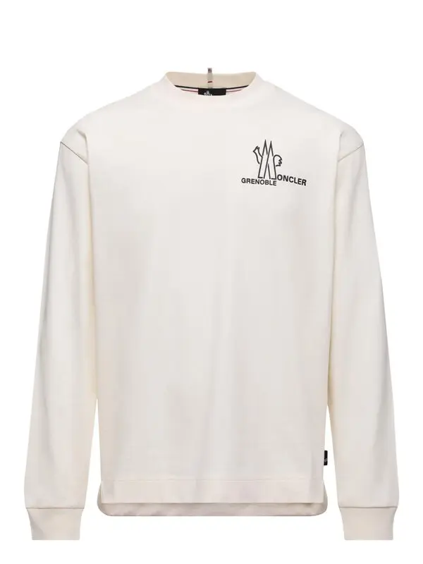Moncler Logo Long Sleeve Cotton T-shirt - White