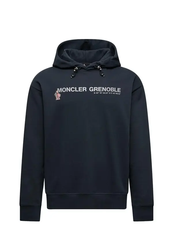 Moncler Logo Cotton Hoodie - Blue