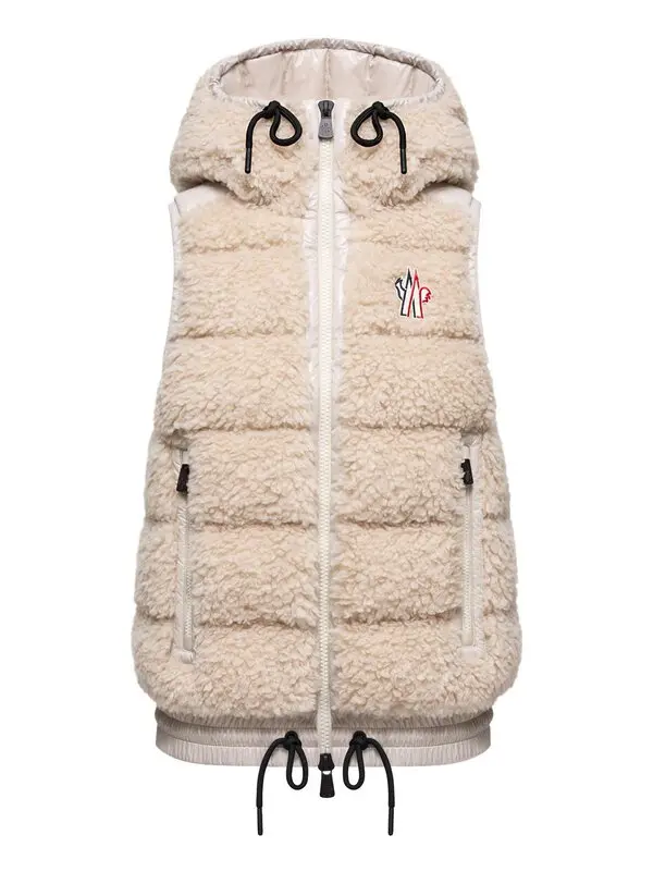 Moncler Teddy Fleece Down Vest - Beige