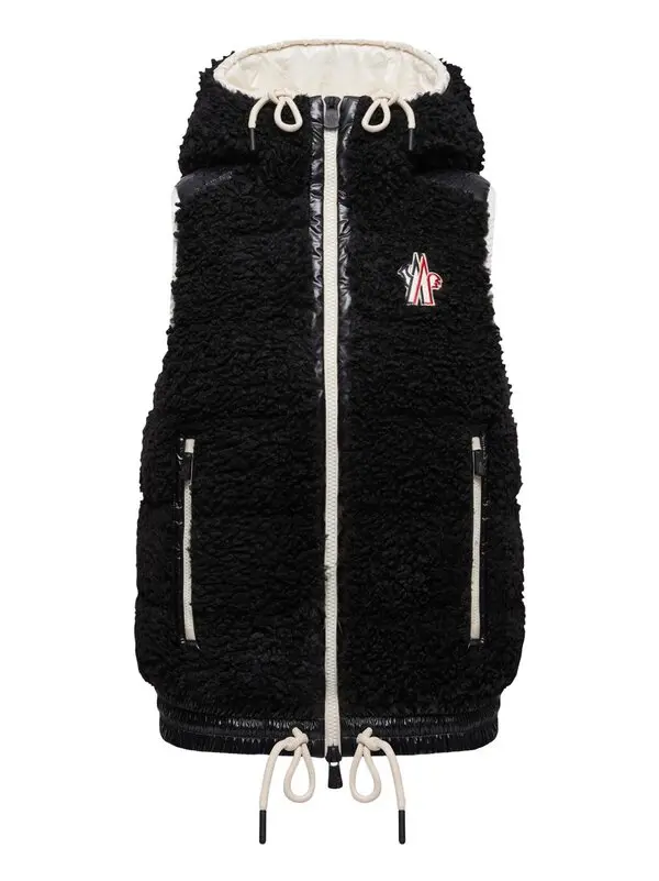 Moncler Teddy Fleece Down Vest - Black