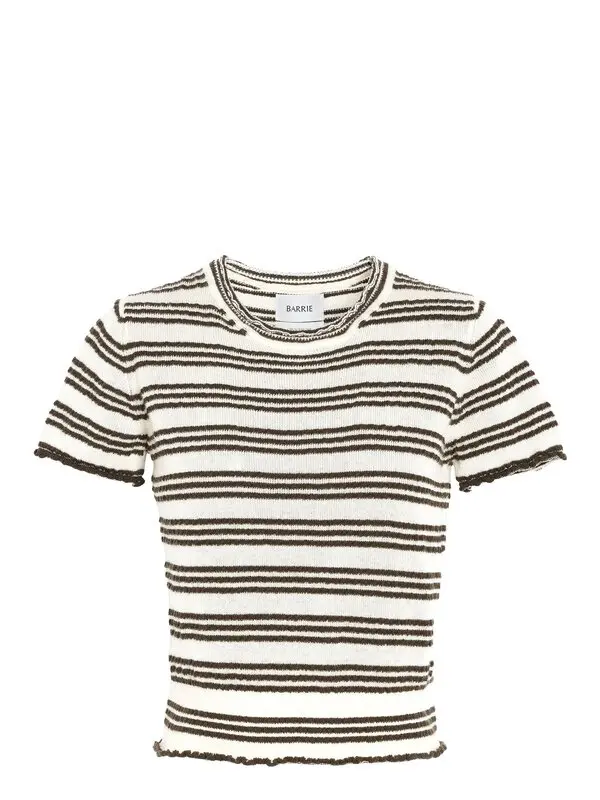 BARRIE Cashmere-cotton Blend Seersucker Top - Stripe