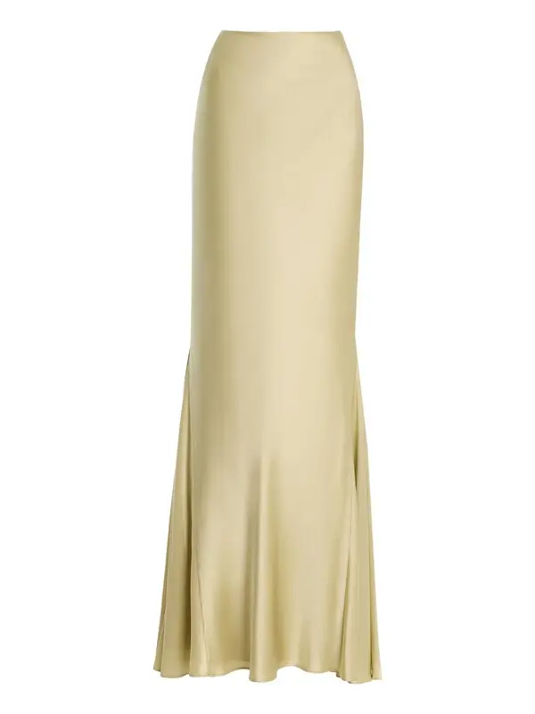 DE LA VALI Exclusive Suelo Silk-blend Satin Maxi Skirt - Green