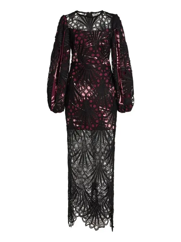BUSAYO Monife Openwork Cotton Maxi Dress - Black