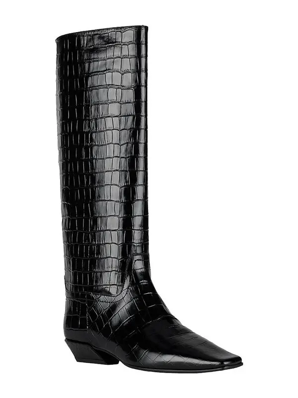 Jeffrey Campbell Passo Knee High Boots - Black Crocodile