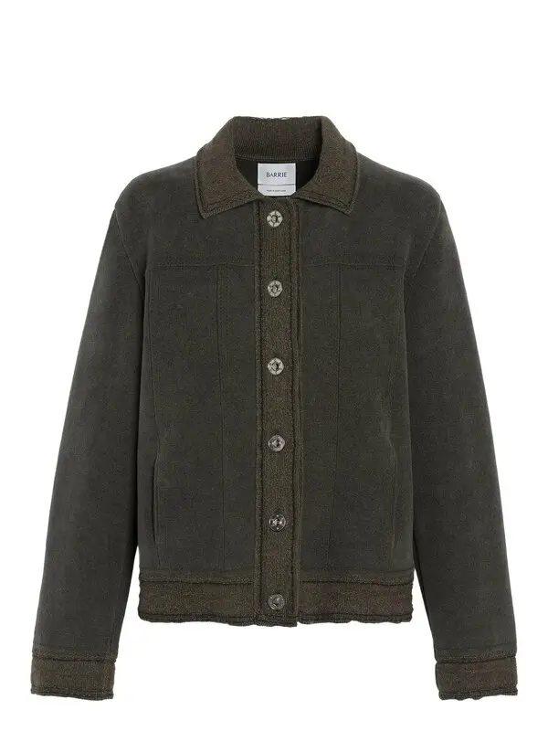 BARRIE Hybrid Suede Cashmere Jacket - Dark Green
