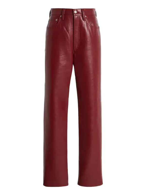 AGOLDE Leather 90's Pinch Waist Long Jeans - Red