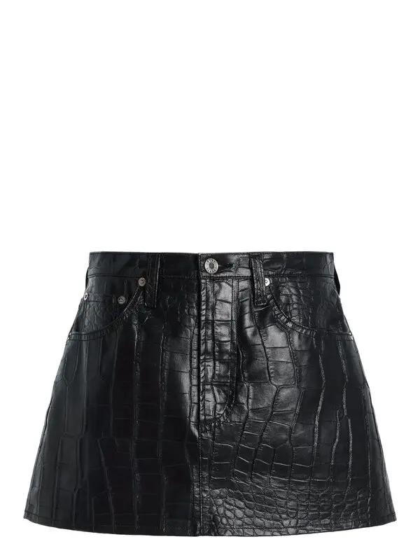 AGOLDE Keira Croc-effect Mini Skirt - Black