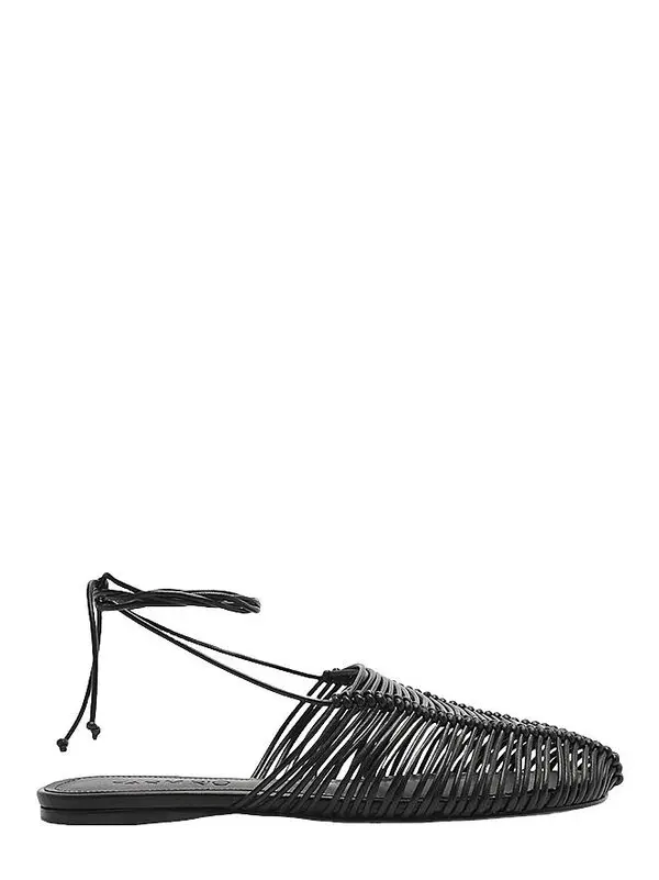 Farm Rio Macrame Ankle Tie Sandals - Black